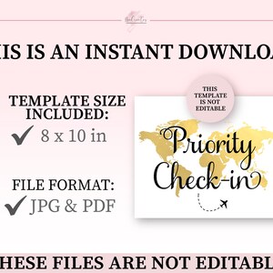 Check-in Travel Theme Sign, Gold World Map Sign, Guest Book Sign ...