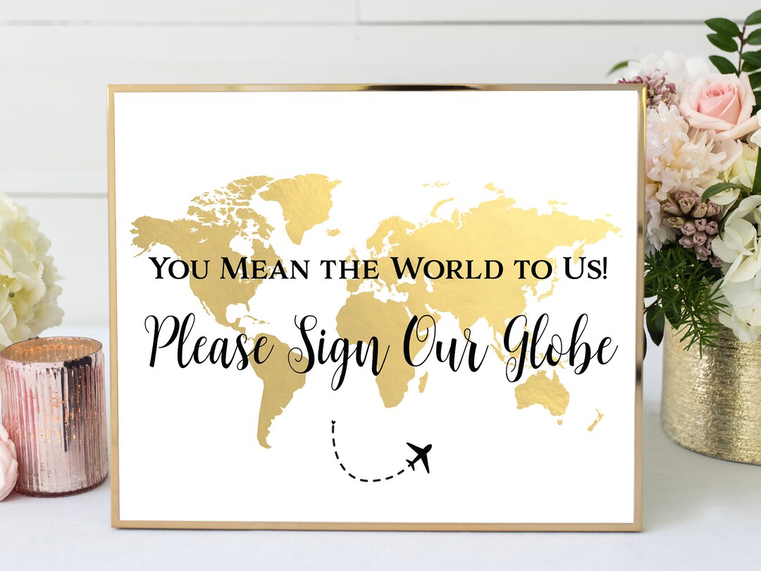 World Map Guest Book Globe Sign, Sign Our Guest Globe Sign, Travel ...