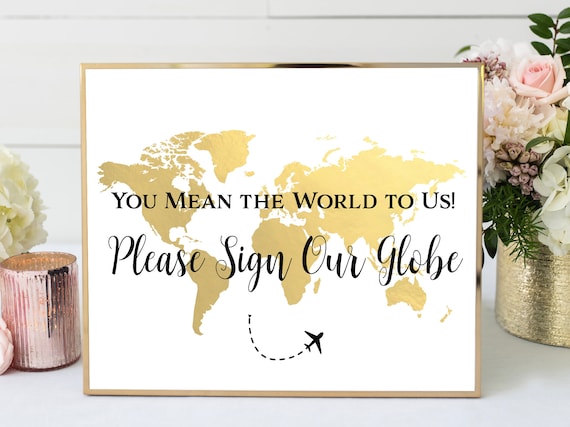 World Map Guest Book Globe Sign Sign Our Guest Globe Sign - Etsy