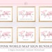 Pink World Map Signs Bundle, Pink Travel Theme Bridal Shower, Travel ...