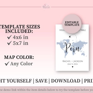Editable Map Table Names Template Custom World Map Table - Etsy Canada