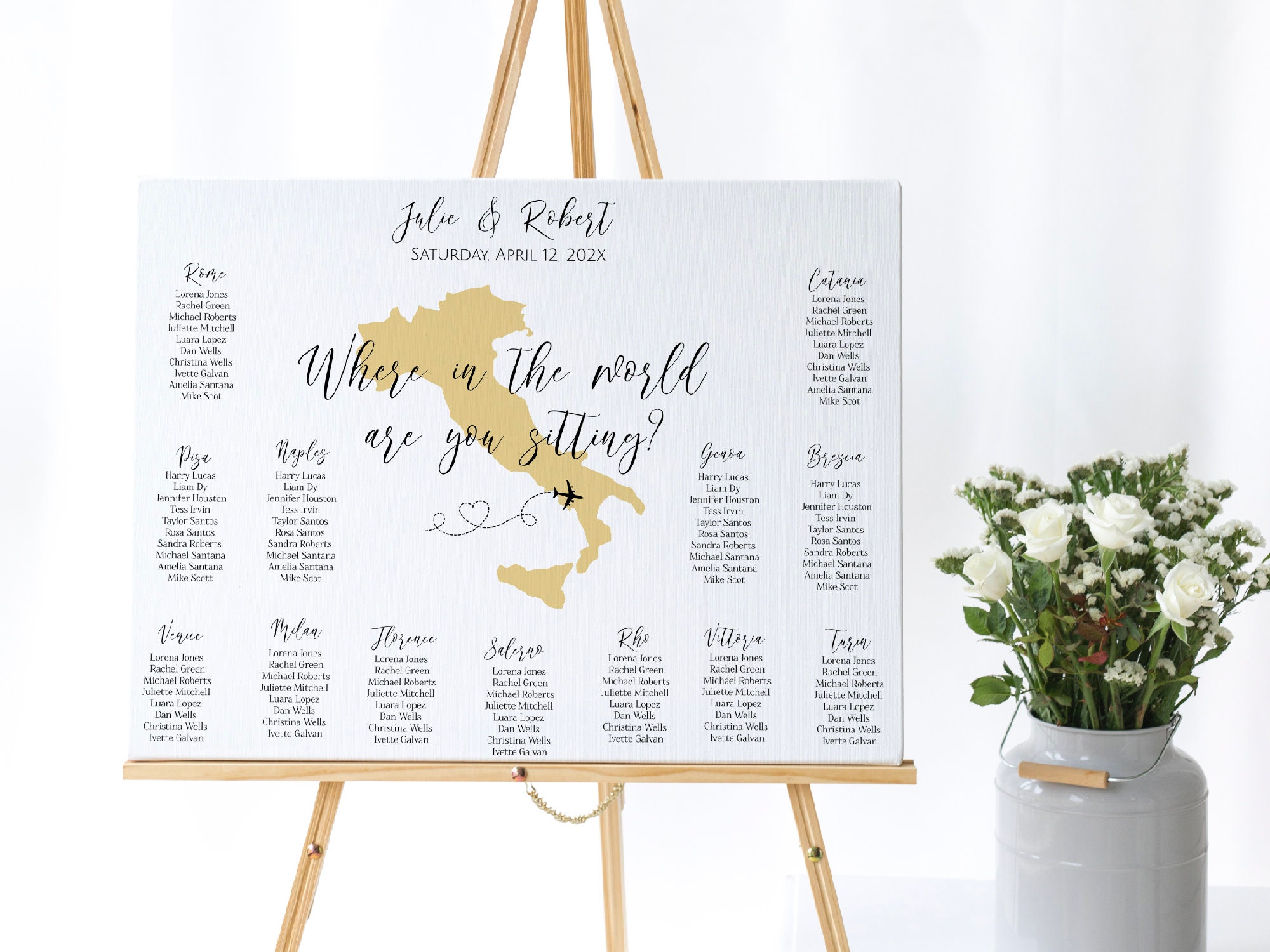 Italy Map Seating Chart Template Italian Wedding Where in | Etsy