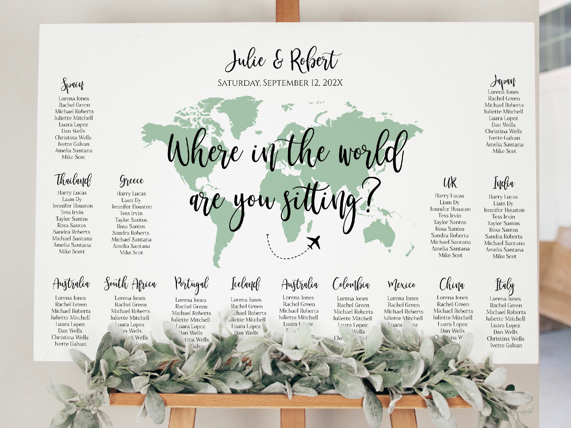 World Map Wedding Seating Chart Template Editable World Map - Etsy UK