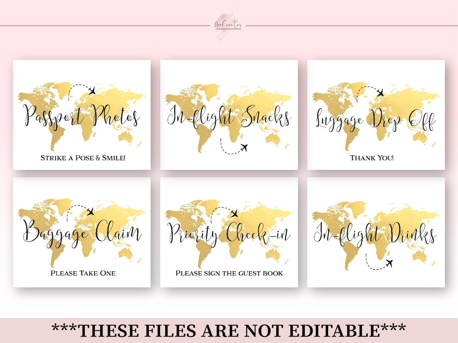 Gold World Map Signs Bundle Travel Theme Decorations Travel - Etsy