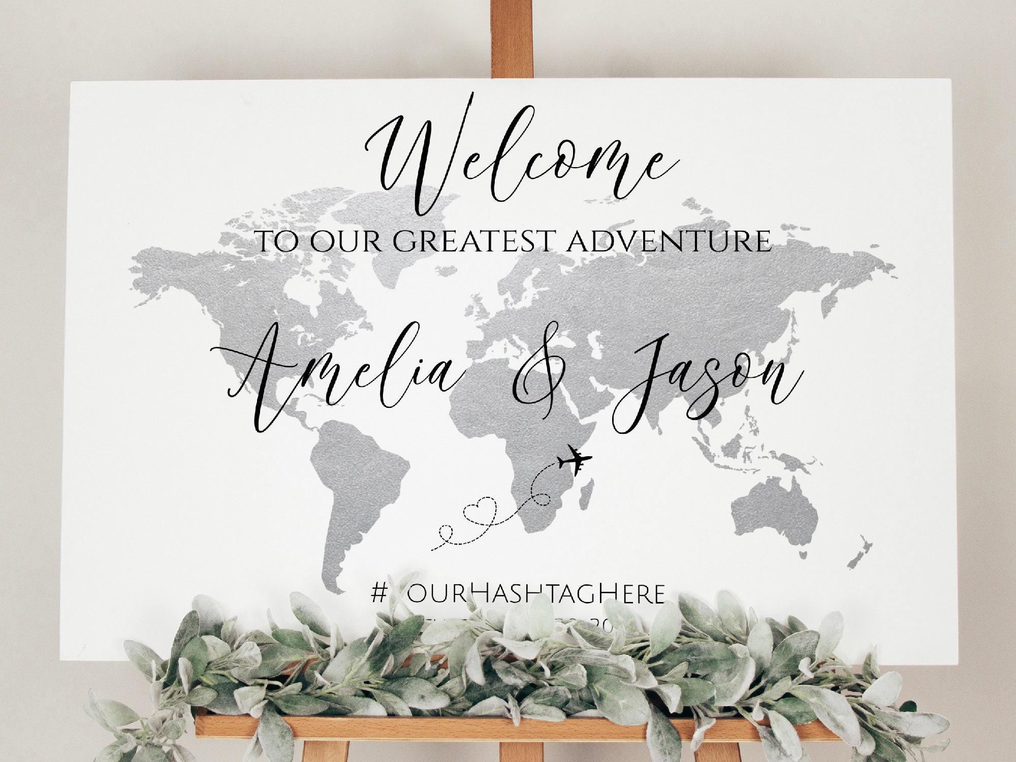Silver Map Welcome Sign Template Printable Welcome Sign Baby - Etsy