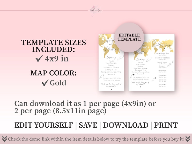 World Map Wedding Program Travel Theme Ceremony Program - Etsy