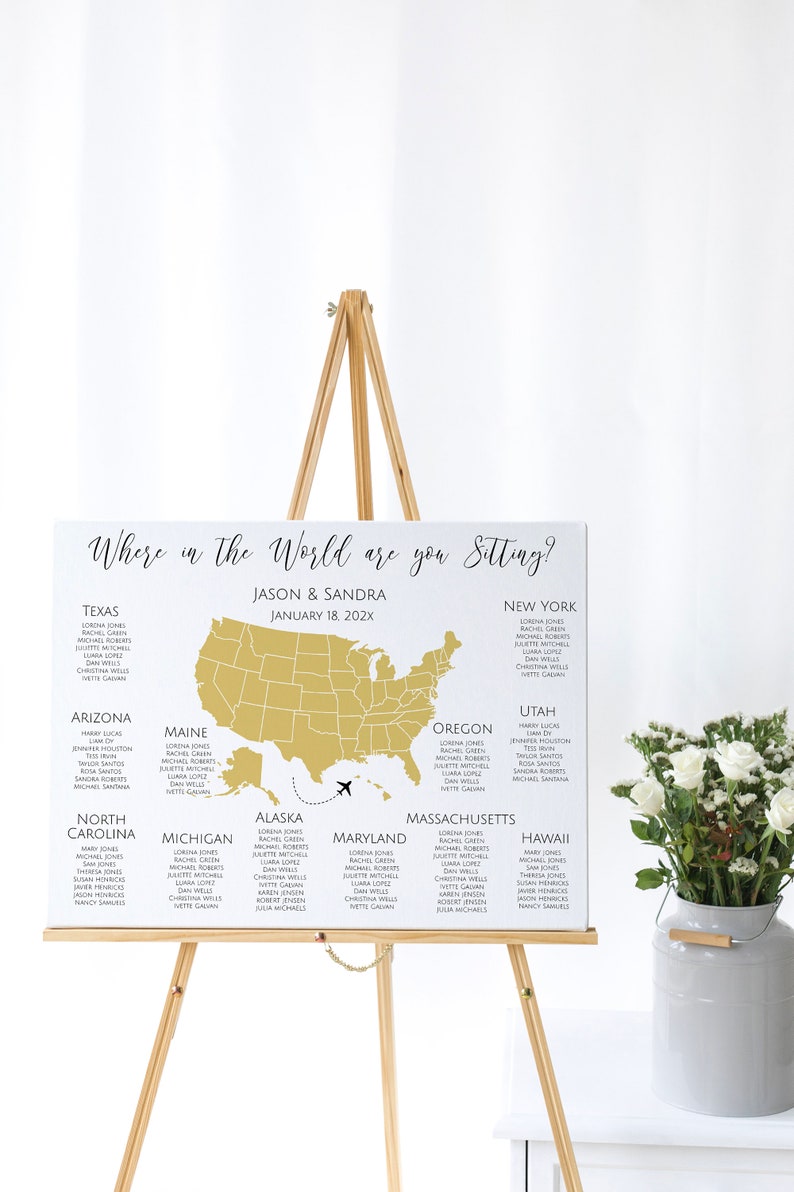 USA Map Seating Chart Template Where in the World Are You | Etsy