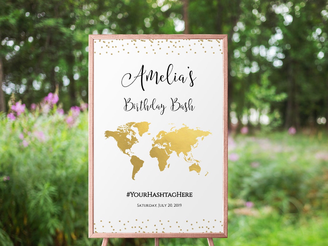 Birthday Welcome Sign Template Travel Theme Birthday Signs - Etsy