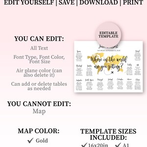DIY Seating Chart Template, Where in the World Are You Sitting, Gold ...