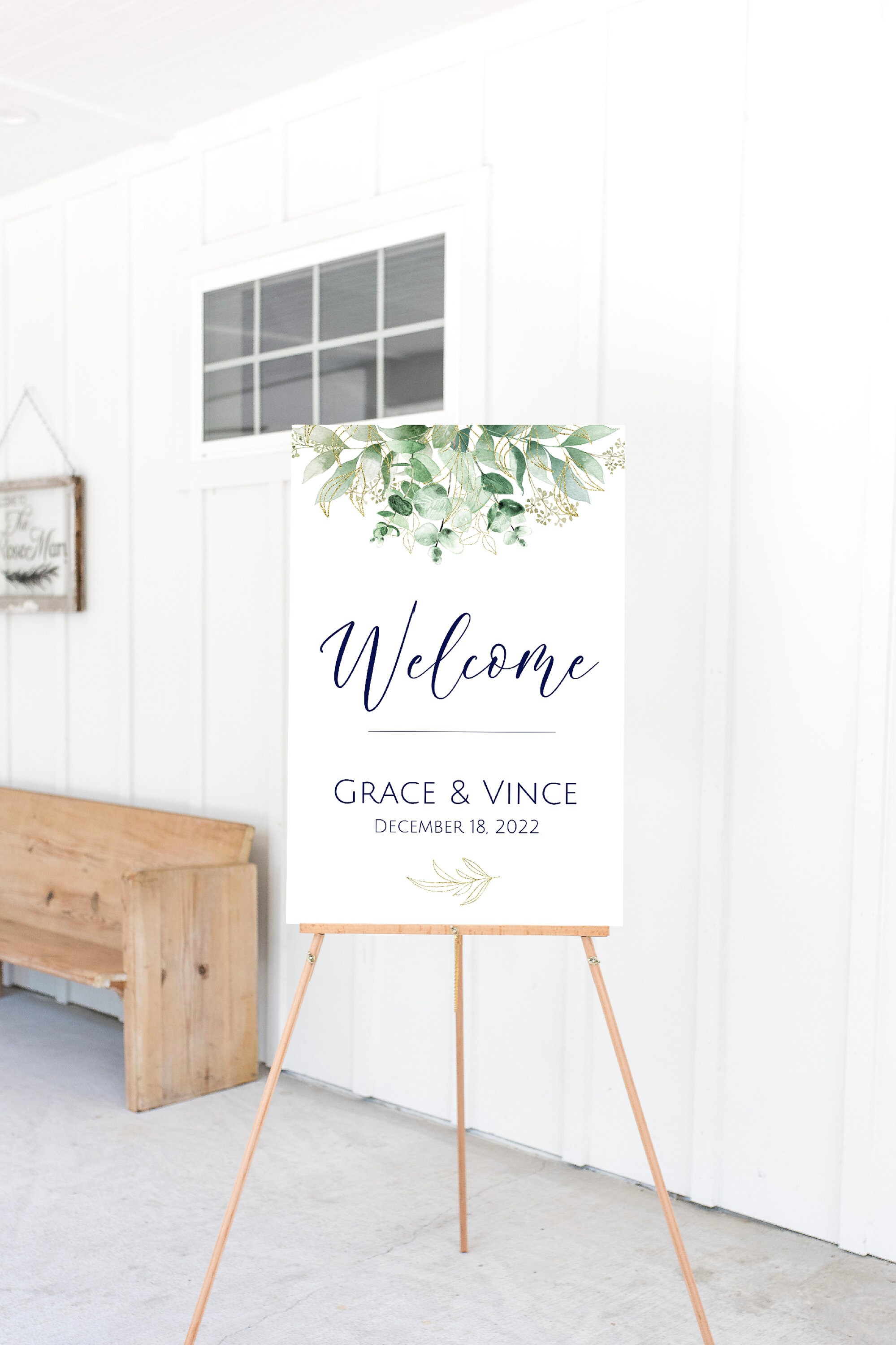 Greenery Welcome Sign Template Eucalyptus Welcome Sign | Etsy