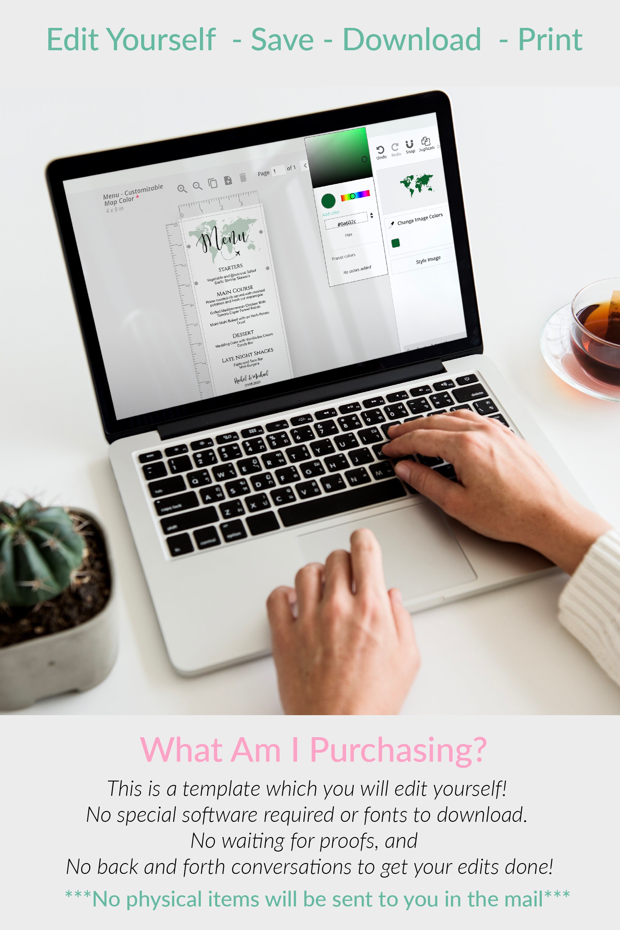 Menu Template Customizable With Any Map Color Travel Theme | Etsy