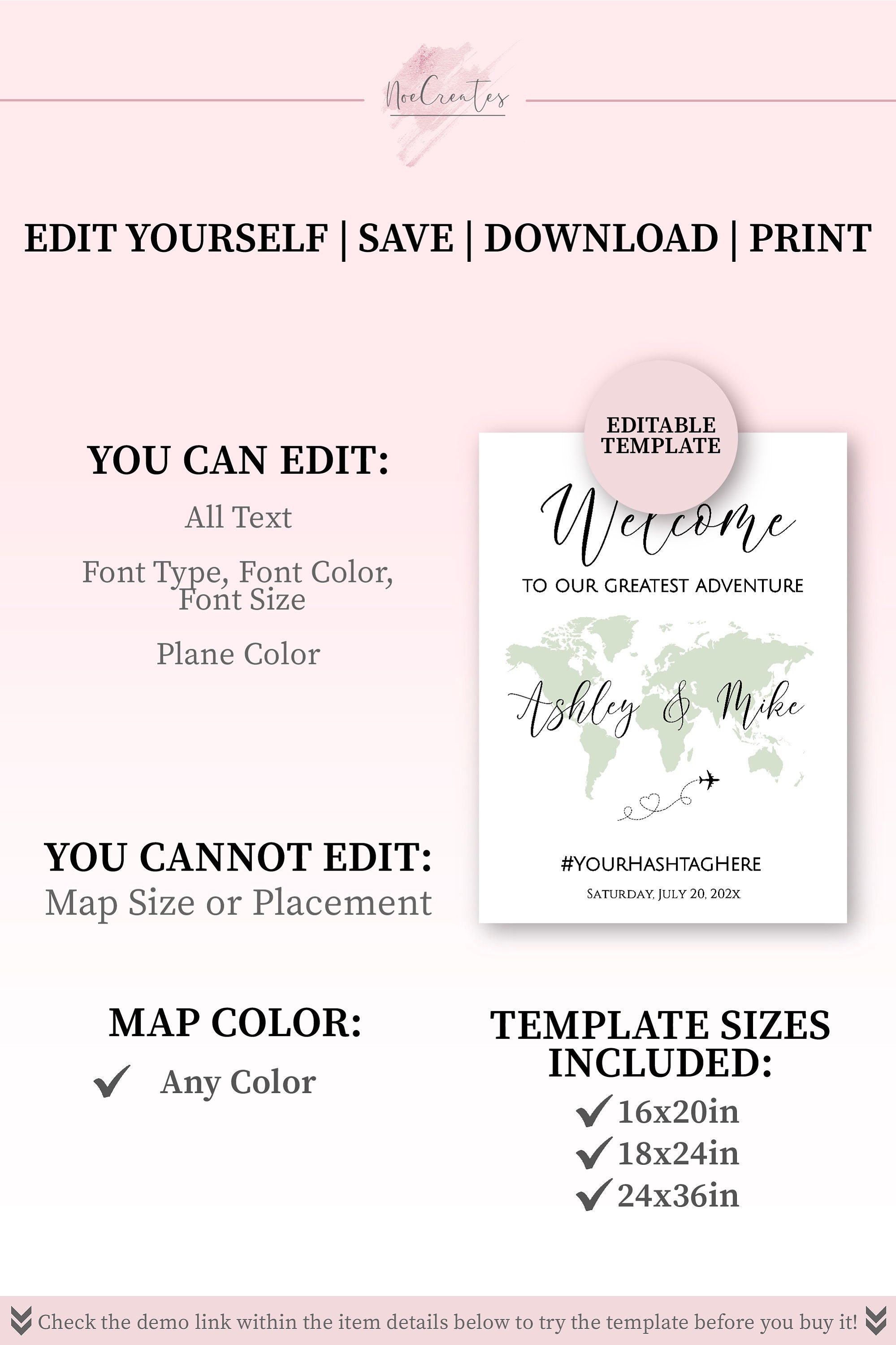 Customizable World Map Welcome Sign Custom Travel Theme - Etsy