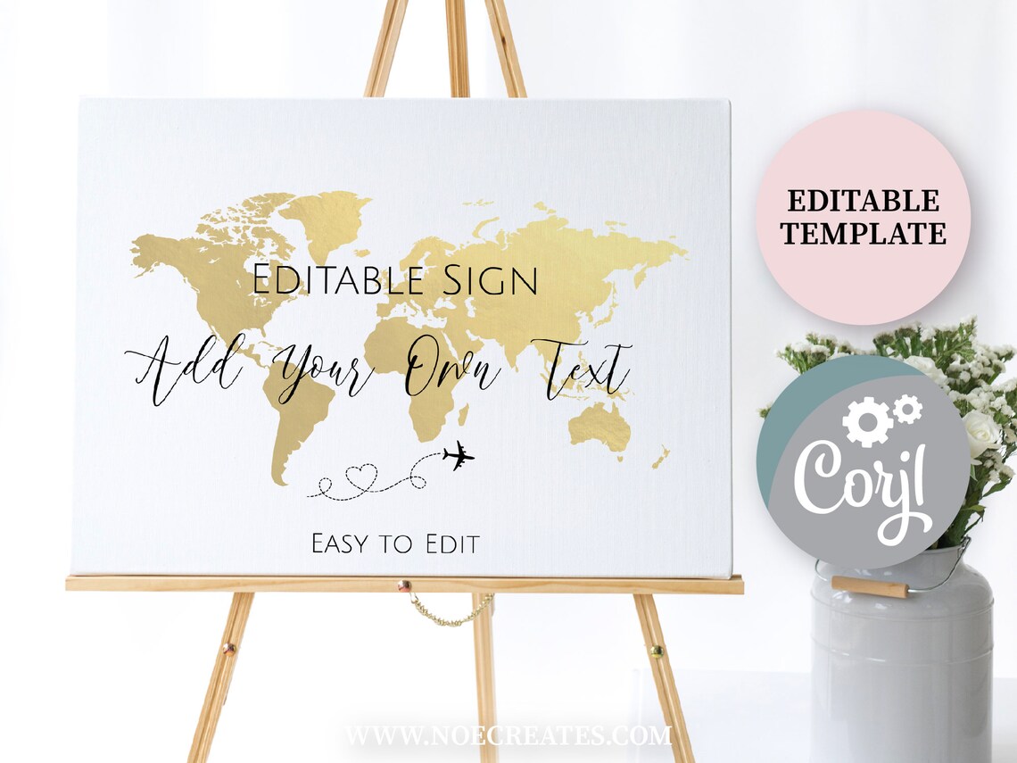 Custom World Map Sign Printable World Map Welcome Sign - Etsy