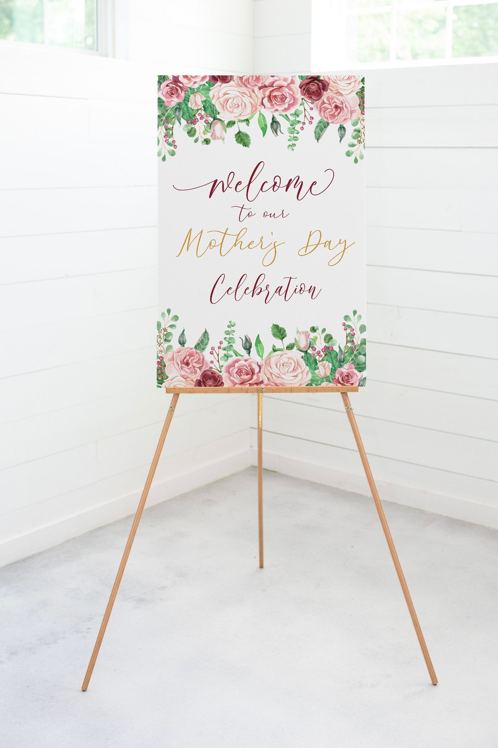 Floral Mother's Day Welcome Sign Template: Editable Brunch Decor ...