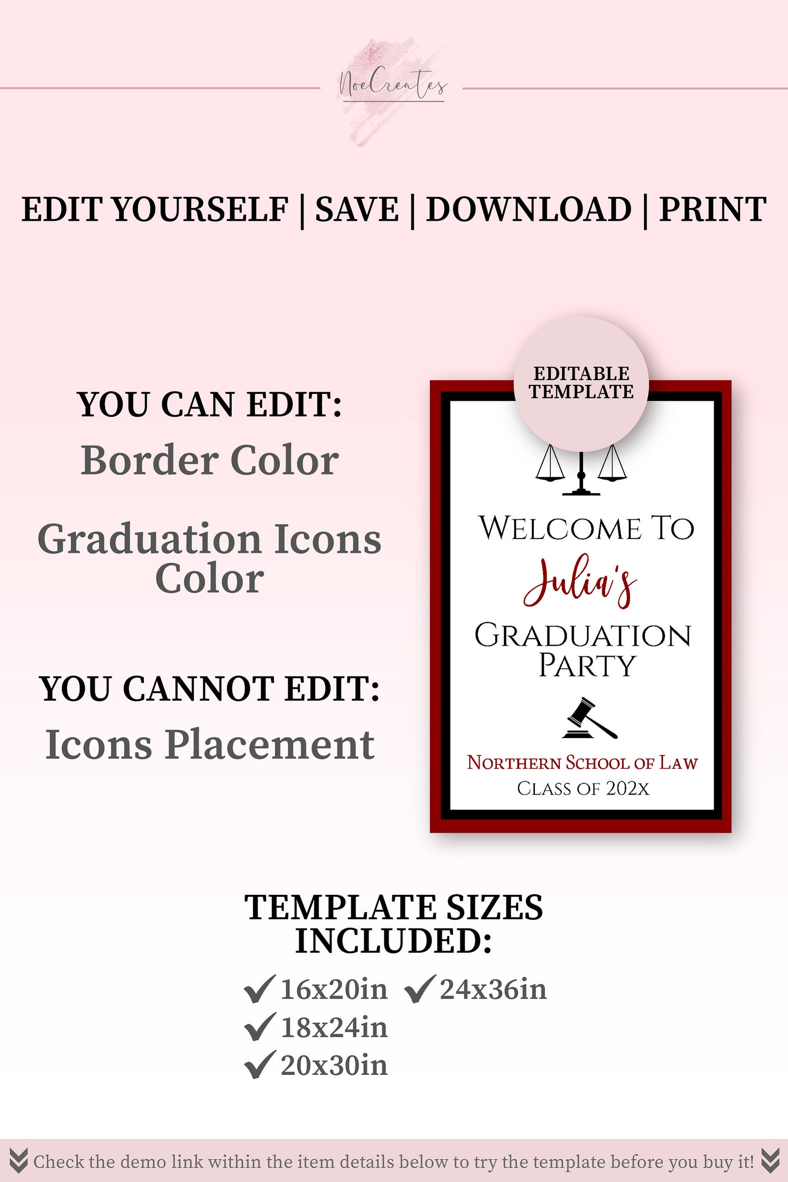 Law School Graduation Welcome Sign Template: Scale of Justice Party ...