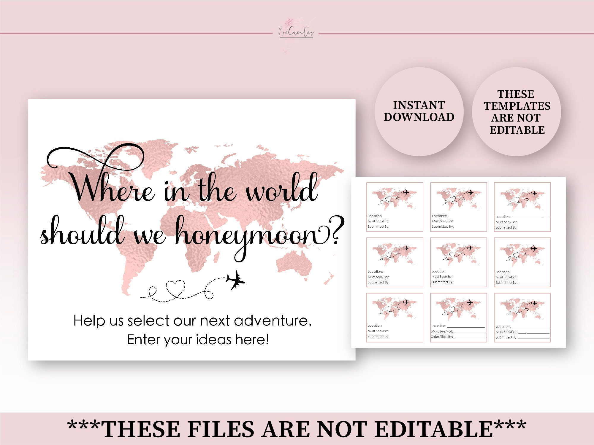 Rose Gold Map Engagement Party Game Travel Them Engagement - Etsy