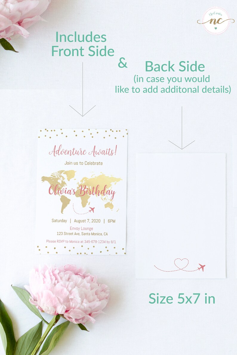 World Map Birthday Invitation with a World Map Background | Etsy