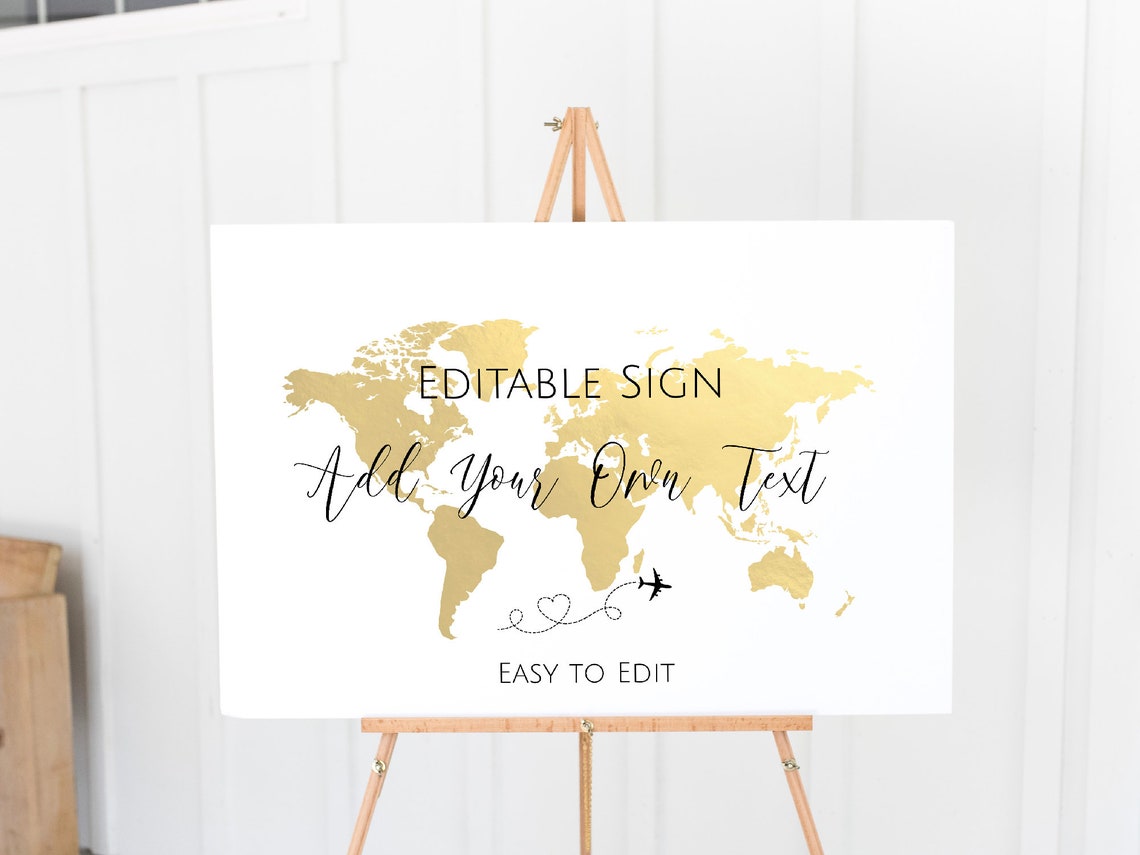 Custom World Map Sign Printable World Map Welcome Sign - Etsy