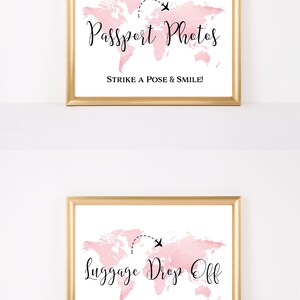 Pink World Map Signs Bundle Pink Travel Theme Bridal Shower | Etsy