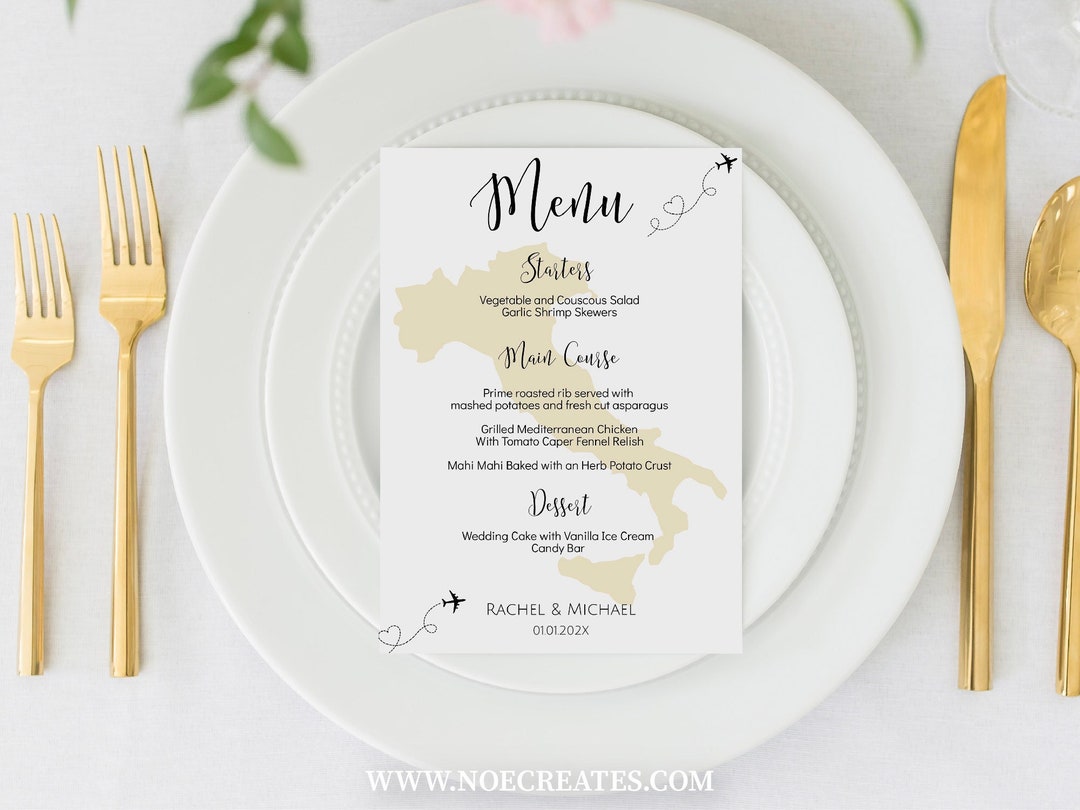 Customizable Italy Map Menu Template, Italy Map Menu Template With the ...