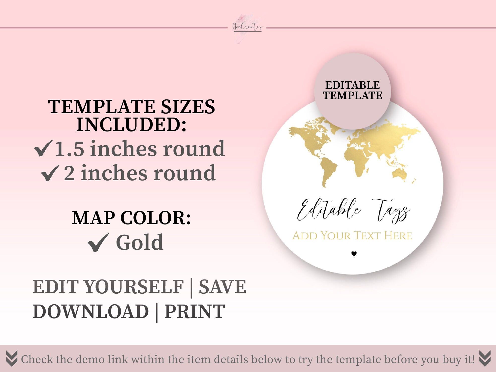 Printable World Map Favor Tags Template Gold Map Gift Tags - Etsy