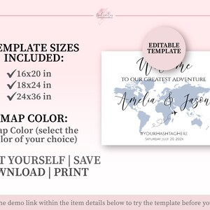 Printable Welcome Sign With Editable Map Color Travel Theme - Etsy UK