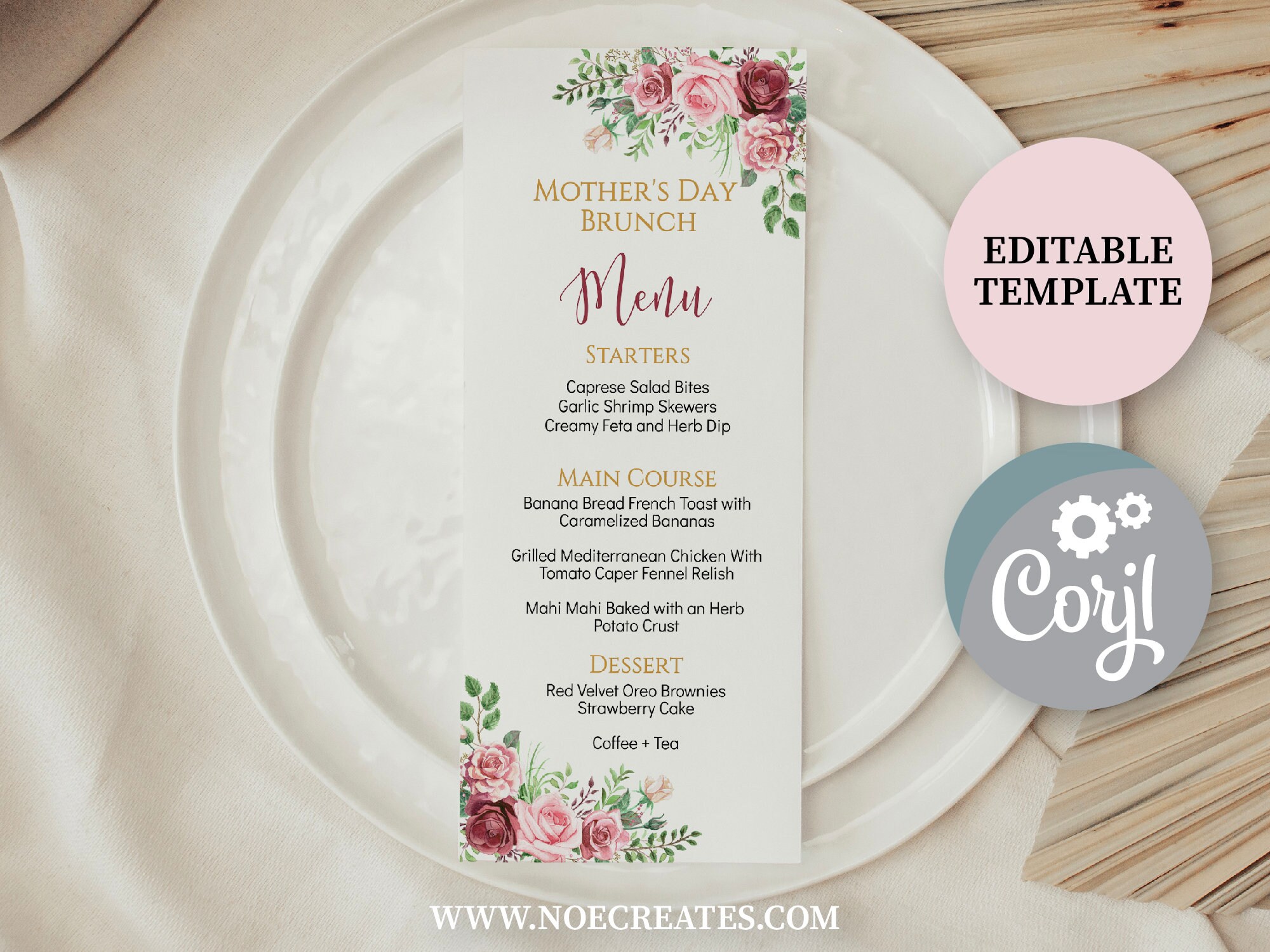 Mother's Day Menu Template Mother's Day Decorations | Etsy