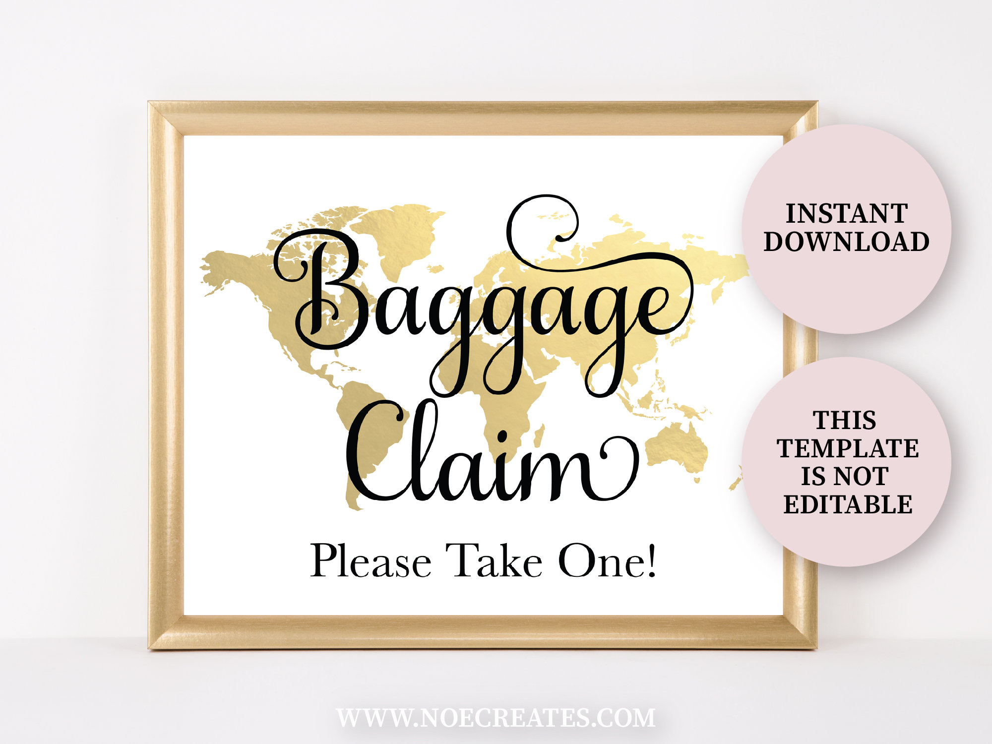 Baggage Claim Sign Travel Theme Favors Sign Gold World Map | Etsy