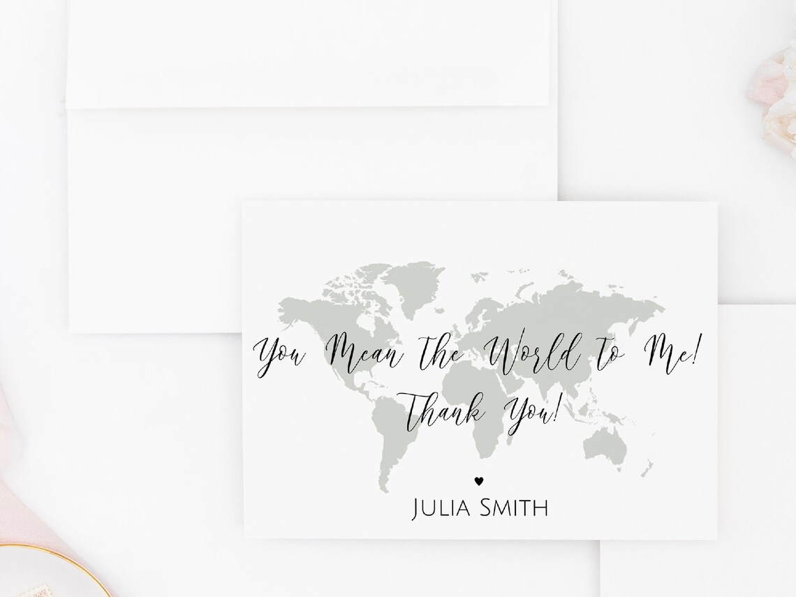 Editable Map Thank You Card Printable World Map Thank You - Etsy