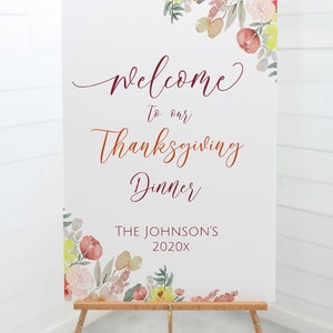 Thanksgiving Welcome Sign, Friendsgiving Party Welcome Sign, Editable ...