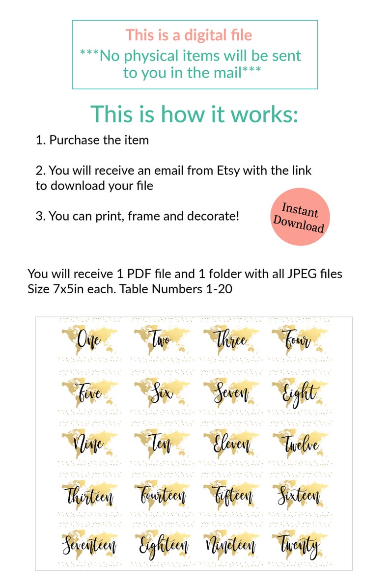 Travel Theme Table Numbers World Map Table Numbers Travel | Etsy