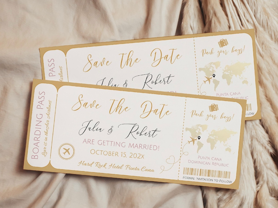 Boarding Pass Save the Date Template, Printable Save the Date Boarding ...