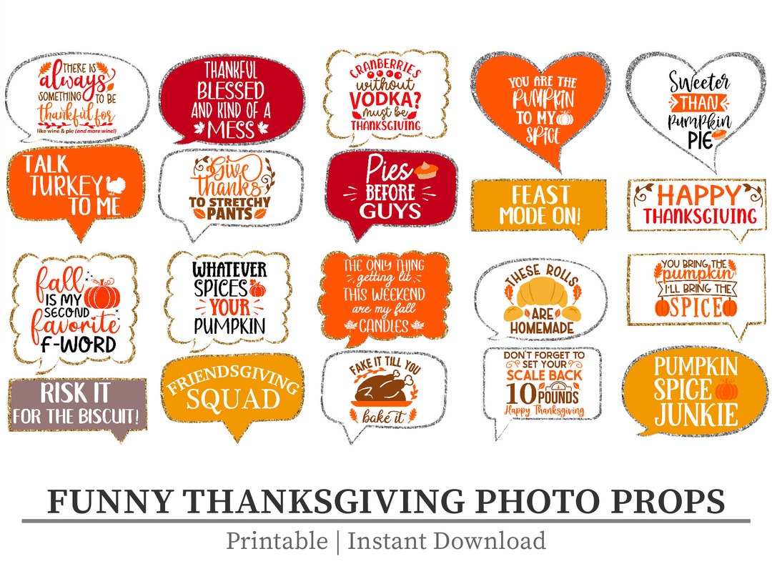 Funny Thanksgiving Photo Booth Props Printable Friendsgiving - Etsy