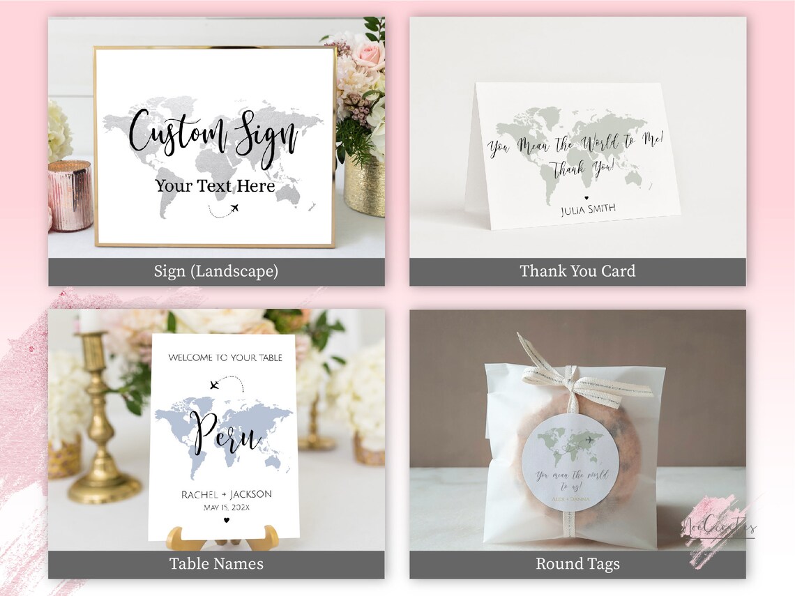 Map Wedding Template Bundle With the Map Color of Your Choice - Etsy