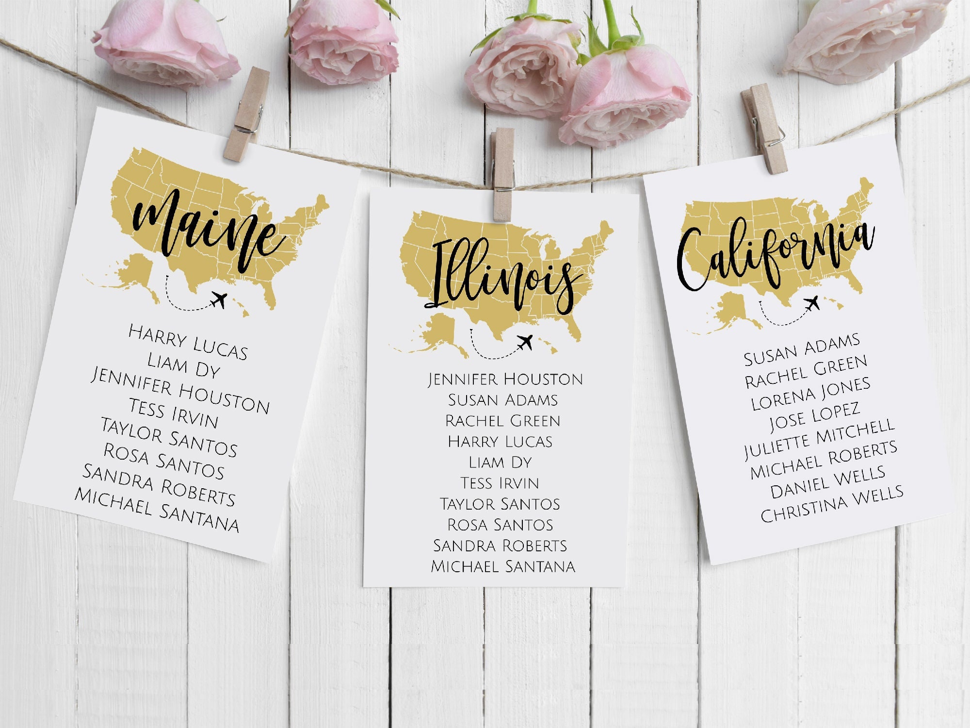 USA Map Hanging Seating Chart Template String Seating Chart - Etsy