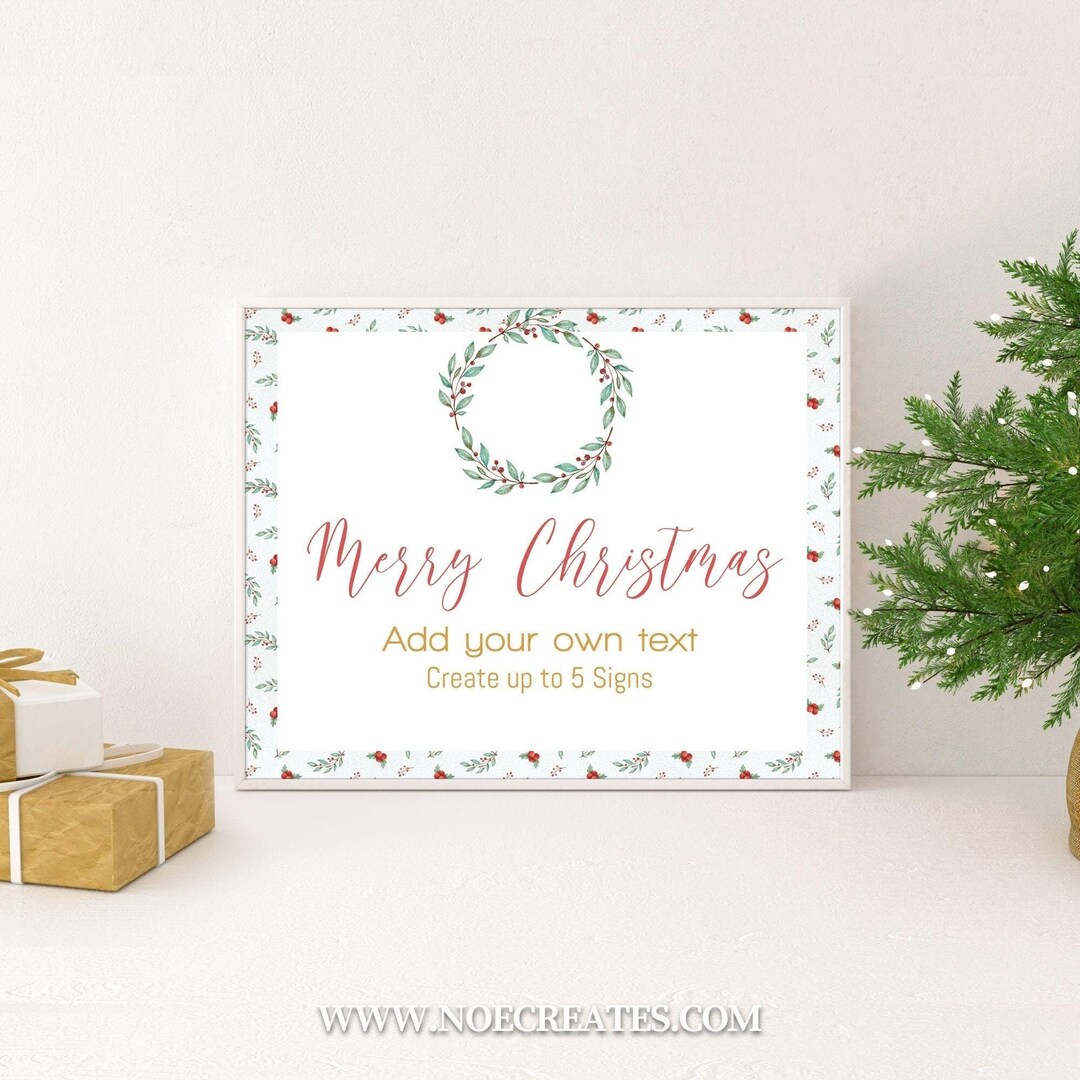 Editable Christmas Party Sign Template: Holiday Decor (8x10 Inches) - Etsy