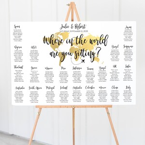 DIY Seating Chart Template, Where in the World Are You Sitting, Gold ...