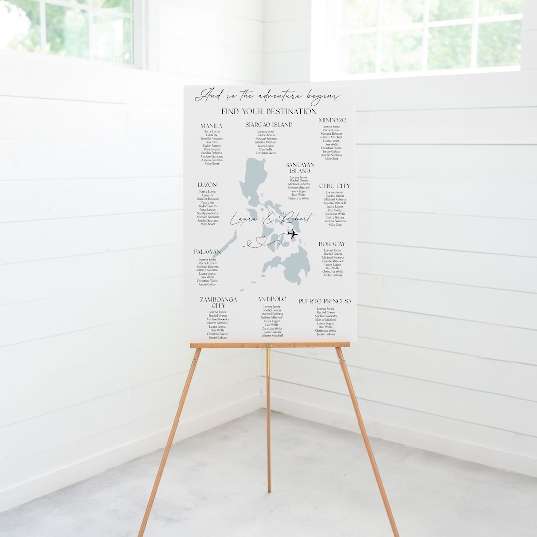 Philippines Map Wedding Seating Chart Template (digital Download) - Etsy