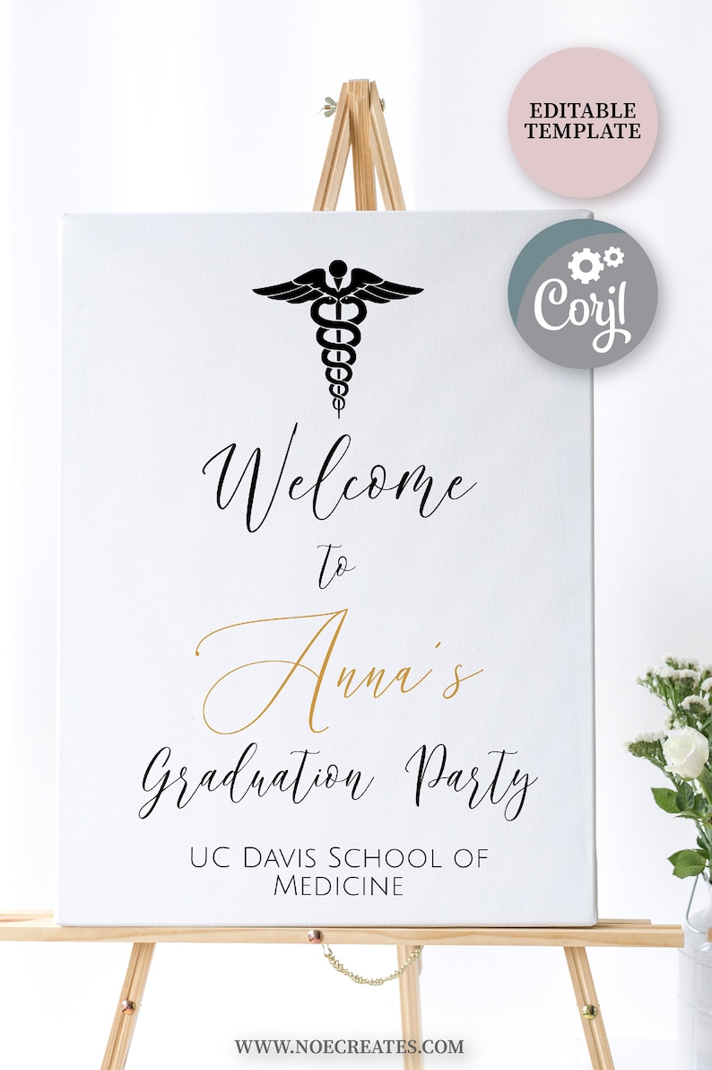 Medical School Graduation Welcome Sign Printable Graduation - Etsy