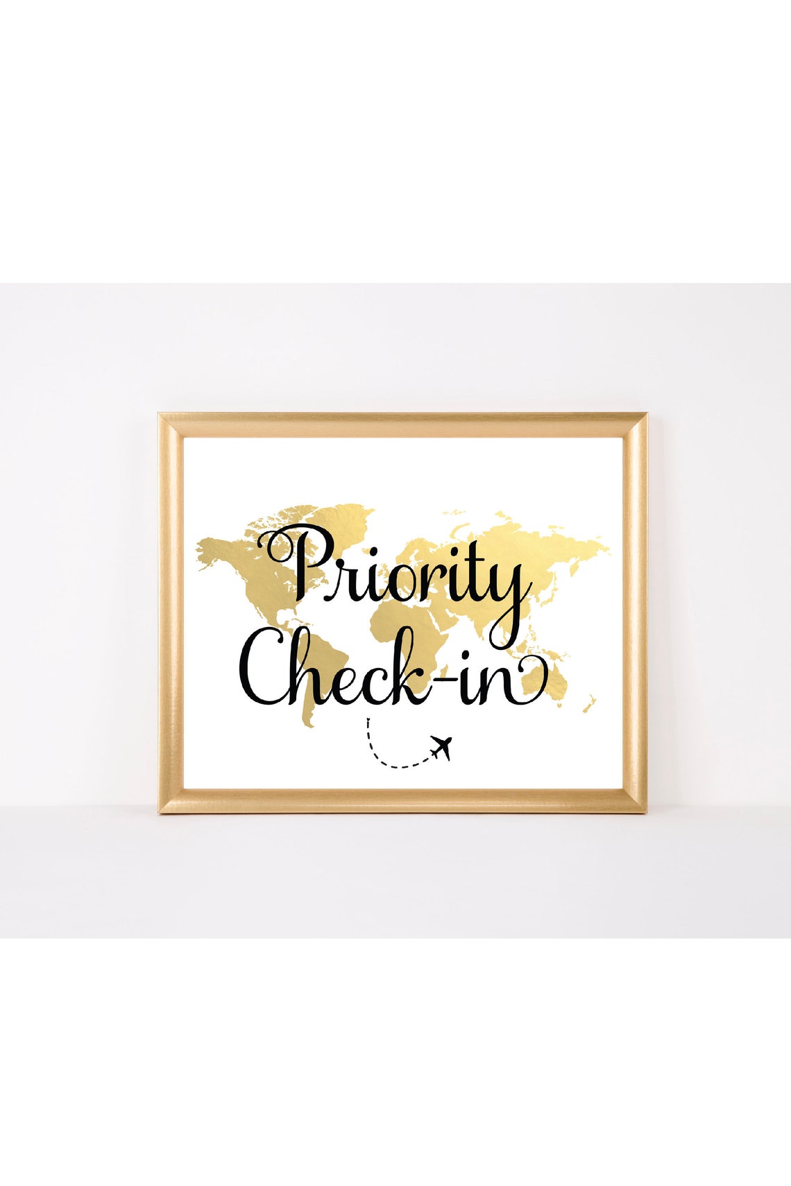 Check-in Travel Theme Sign Gold World Map Sign Guest Book | Etsy