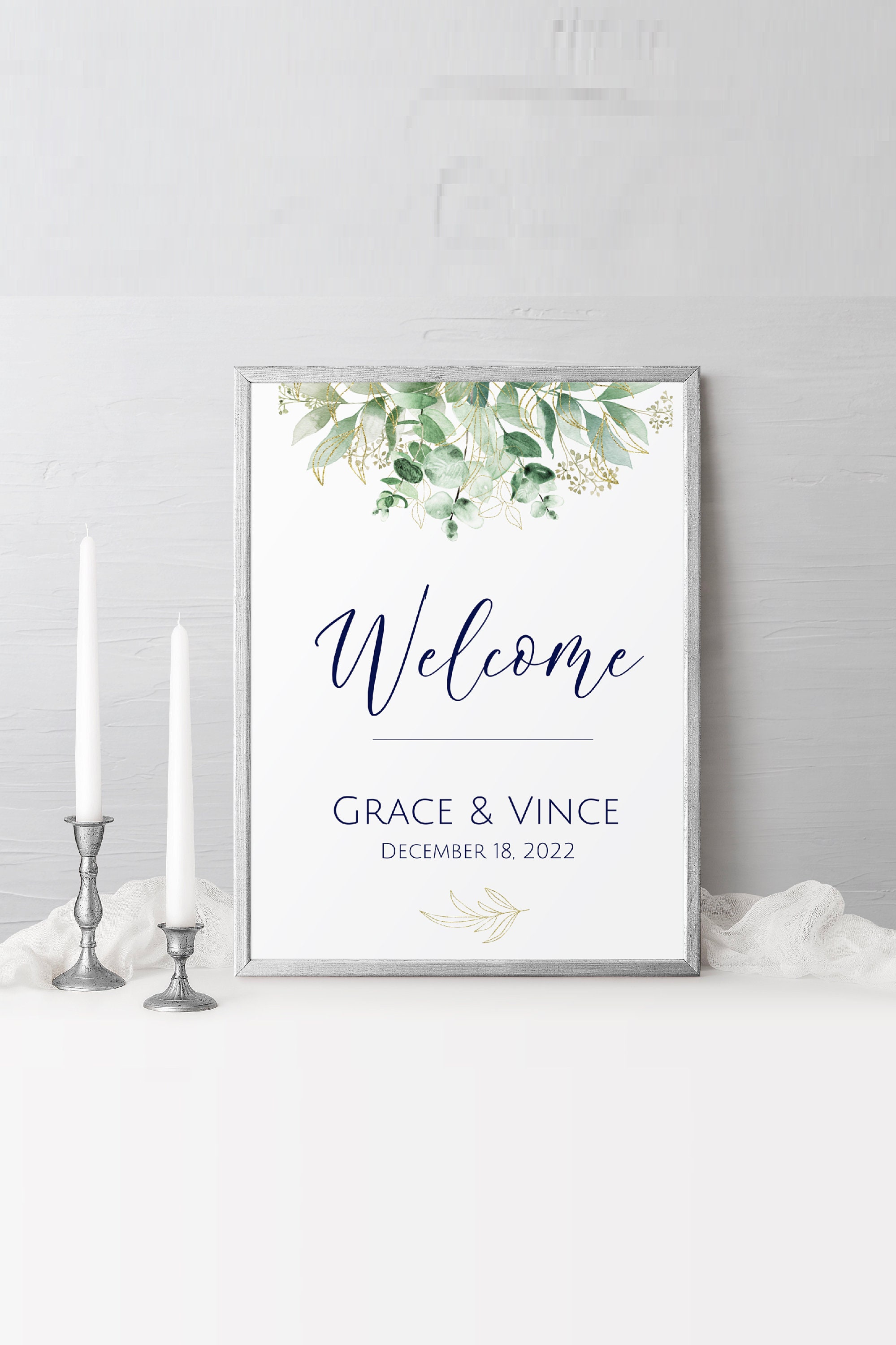 Greenery Welcome Sign Template Eucalyptus Welcome Sign | Etsy