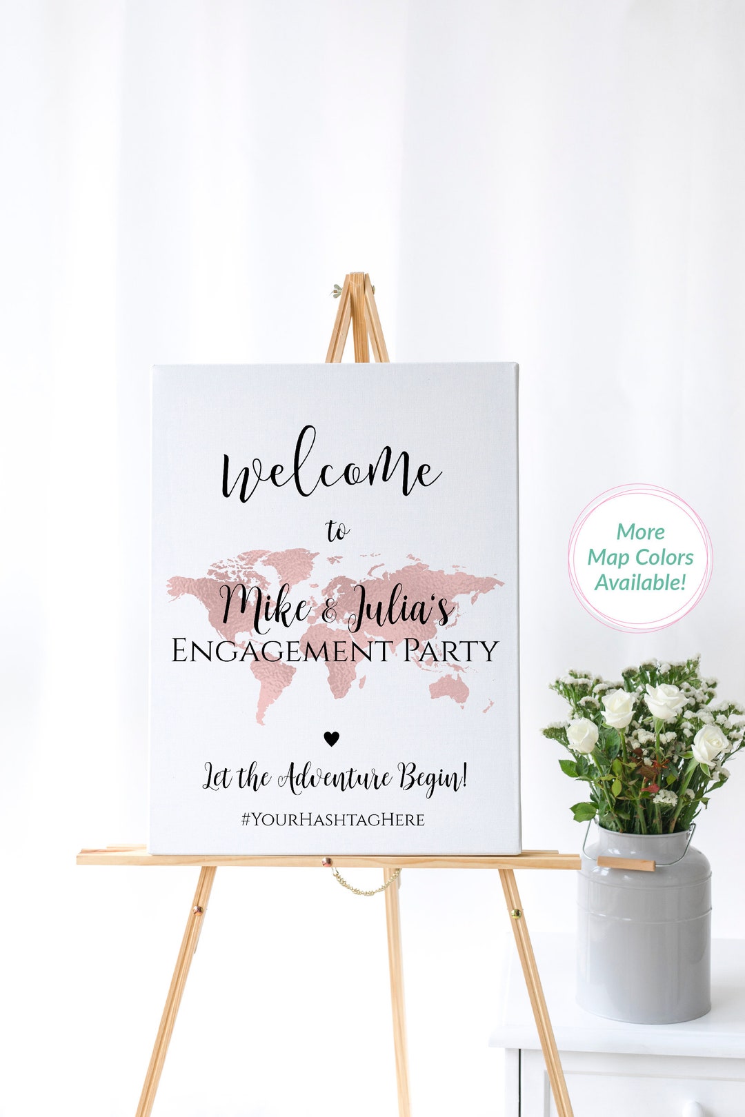 Engagement Party Welcome Sign, Travel Theme Engagement Party Sign ...