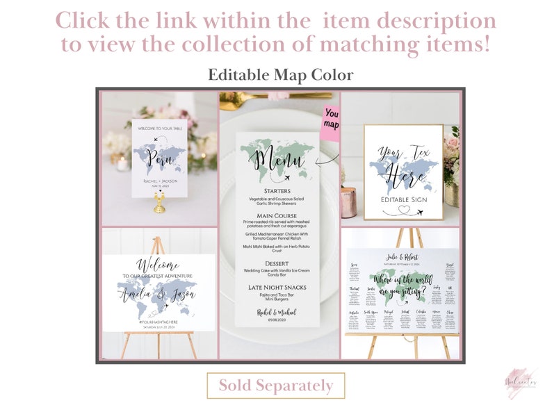 Menu Template Customizable With Any Map Color Travel Theme | Etsy