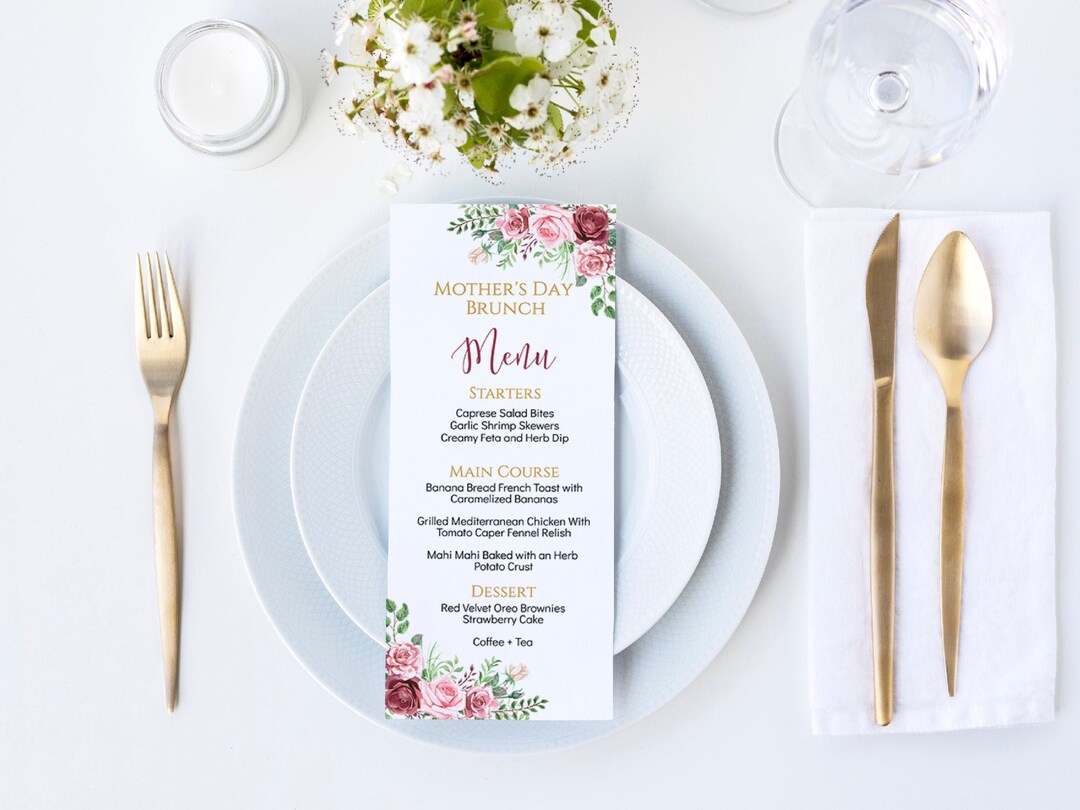 Mother's Day Menu Template, Mother's Day Decorations, Printable Mother ...