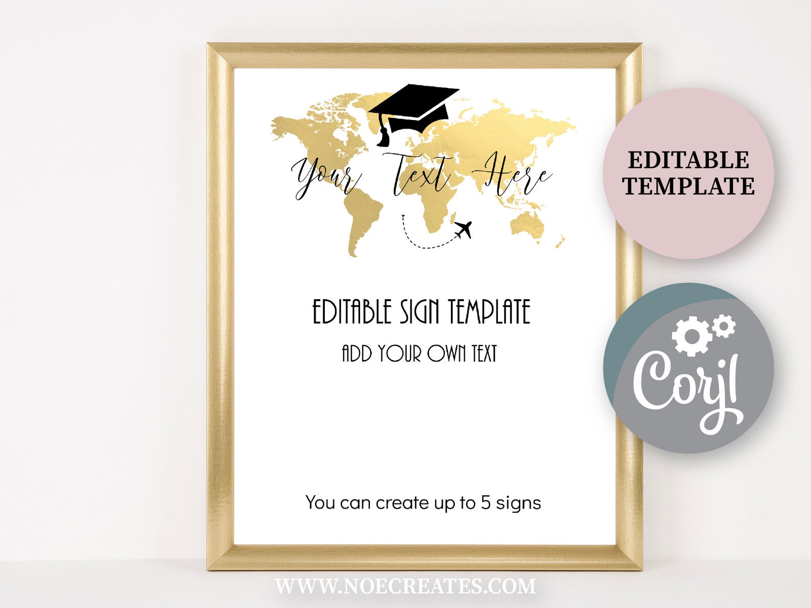 Editable Travel Theme Graduation Party Sign Gold World Map - Etsy