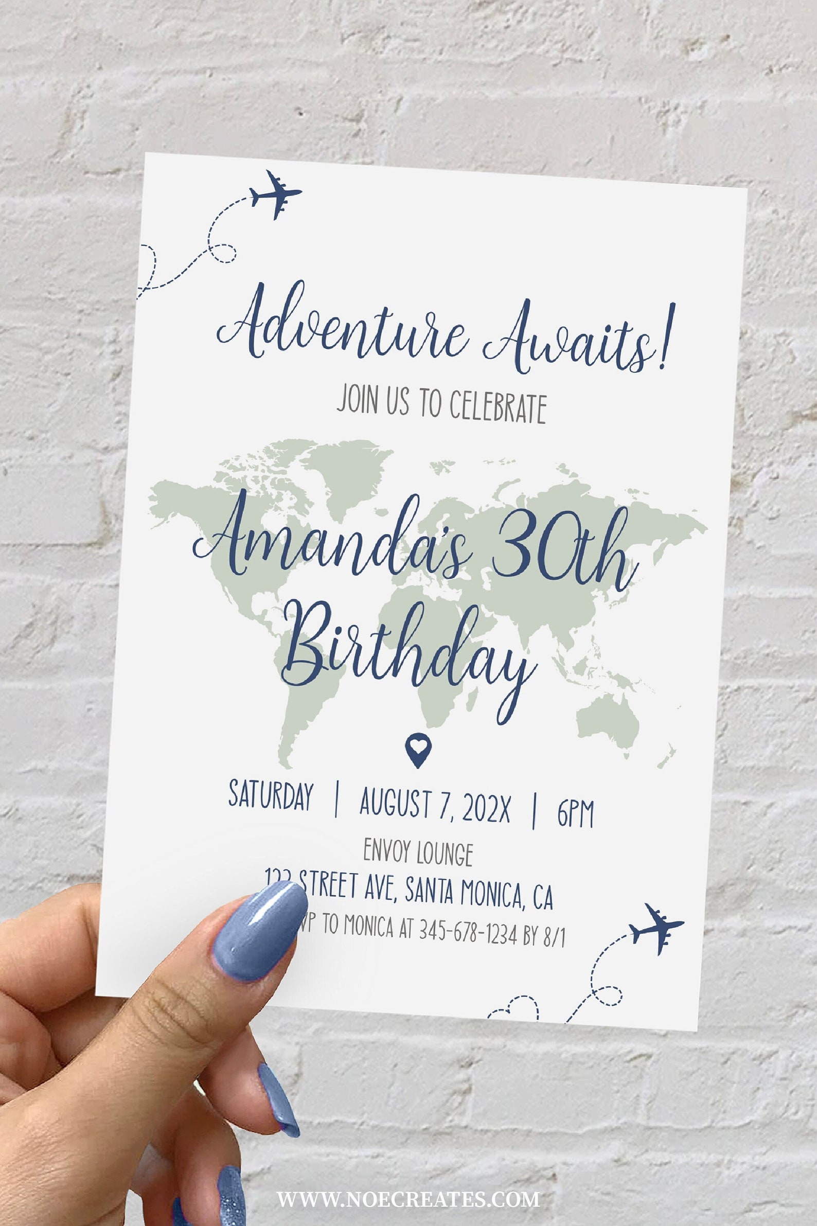 Birthday Invitation With a World Map Background Select the - Etsy