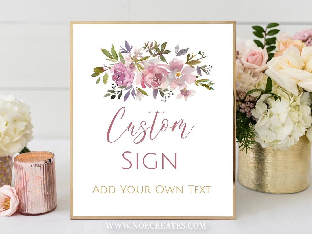 Custom Floral Sign Template: Printable Rose Design (digital Download ...