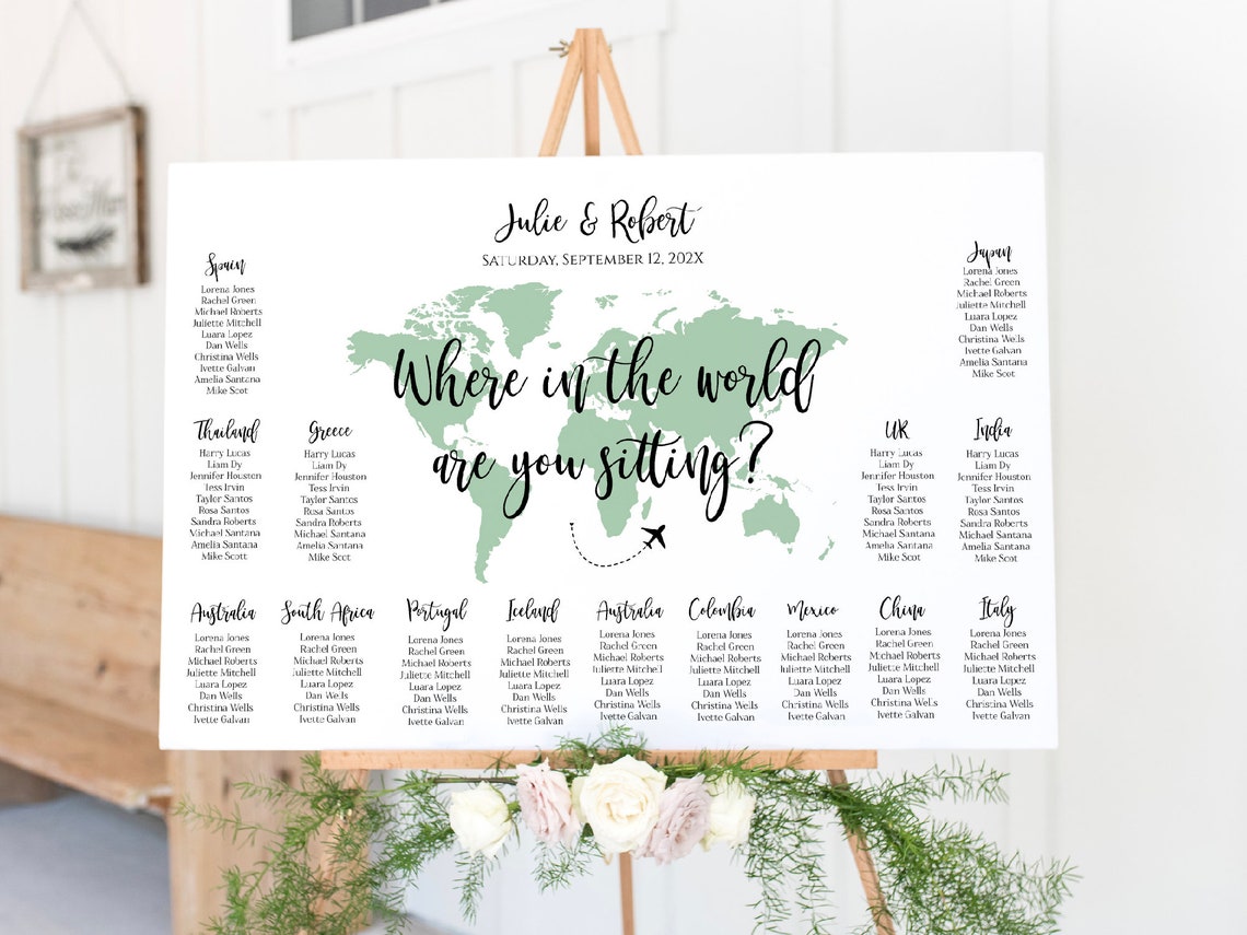 World Map Wedding Seating Chart Template Editable World Map - Etsy Ireland