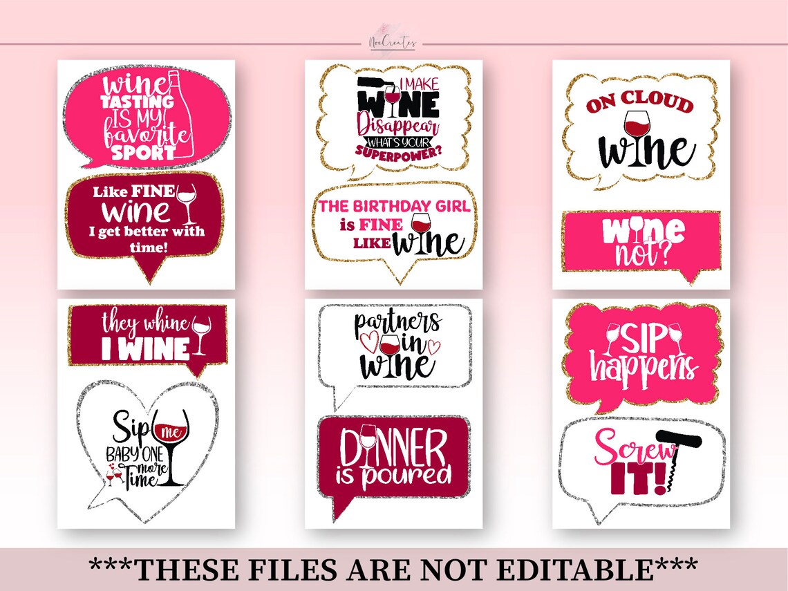 Wine Tasting Photo Booth Props Printable Wine Photo Props - Etsy
