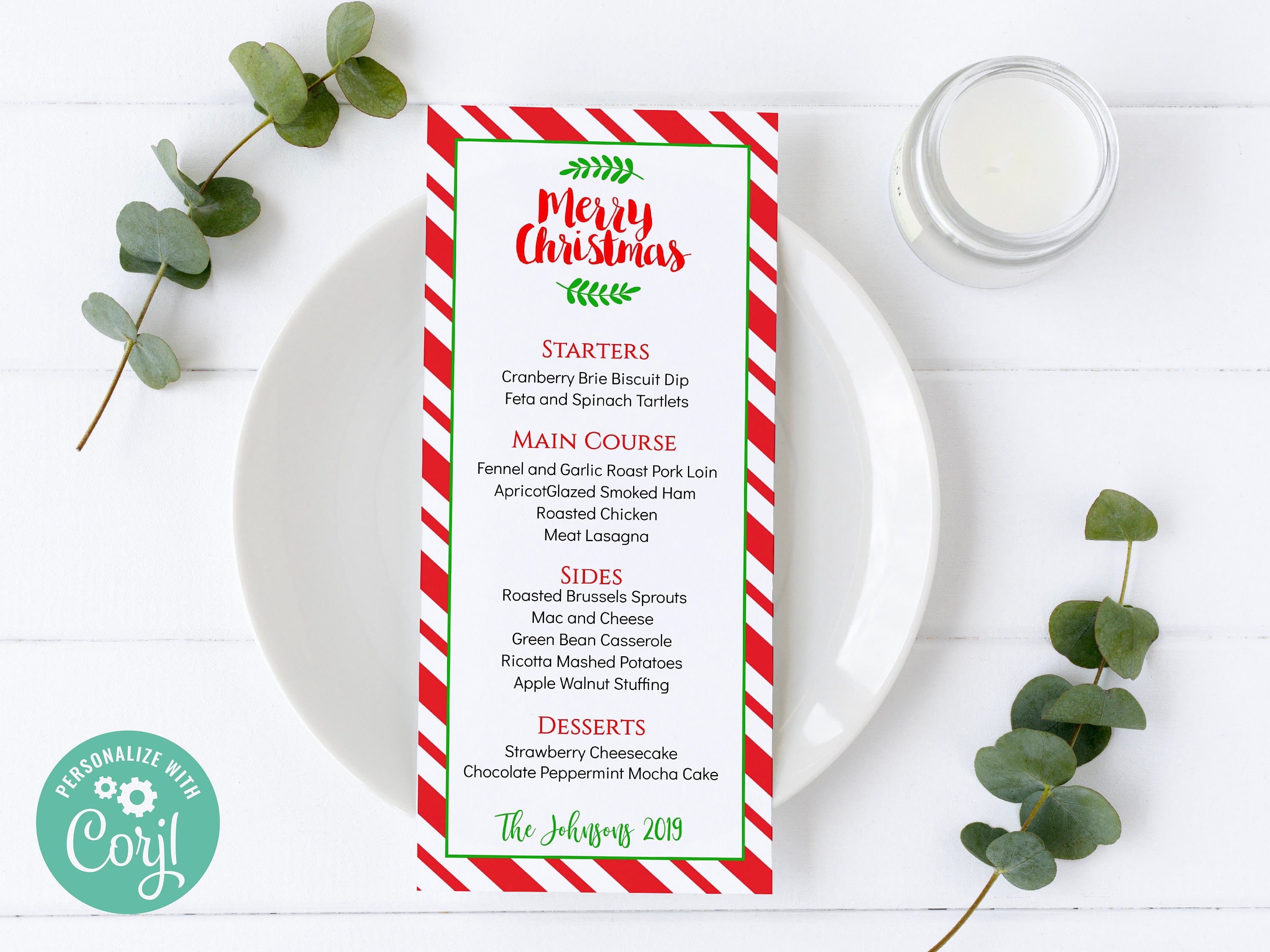 Editable Christmas Menu Template Customizable Menu Christmas | Etsy